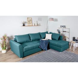 Collection AB Ecksofa &raquo;JANA XL-Sofa L-Form&laquo; inkl. Bettfunktion, Bettkasten und Bonnelfederkern blau 100%Polyester