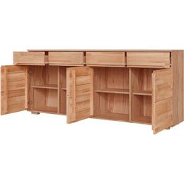 OTTO home Sideboard &raquo;VETRO Teilmassiv, Fronten Massivholz, Wohnzimmer, Stauraum,Griffmulde&laquo; B/T/H:199/40/85cm, 4Schubladen, 8 geschlossen F&auml;cher, 