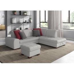 Sit & More Ecksofa SIT & MORE "Luxor L-Form", silber, B:259cm H:82cm T:224cm, Luxus-Microfaser ALTARA NUBUCK (100% Polyester);Soft clean (98% Polyester, 2% Polyamid);Struktur fein (100% Polyester), Sofas, Ecksofa, wahlweise mit Bettfunktion, Stauraum und Kopfteilverstellung