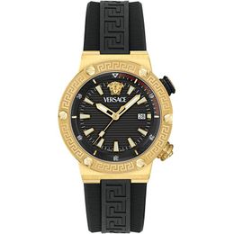 Versace Herren Chronograph &raquo;GRECA LOGO DIVER&laquo; Quarzuhr, Armbanduhr, Herrenuhr, Datum, Stoppfunktion, Swiss Made schwarz