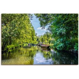 Artland Leinwandbild &raquo;Kahnfahrt durch die Flie&szlig;e im Spreewald&laquo; Gew&auml;sser 1 Stk. tlg. auf Holzrahmen gespannt gr&uuml;n Leinwand