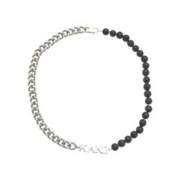Halsreif Karl Kani "Karl Kani KK Retro Kani Lavapearl Necklace", silber, schwarz, Halsketten, Damen, onesize