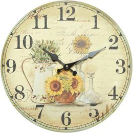 AMBIENTE HAUS Wanduhr &raquo;Sonnenblume Wanduhr 28cm&laquo; bunt