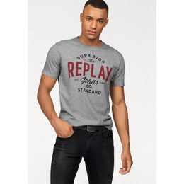Replay Herren T-Shirt mit Markendruck grau S (44/46)