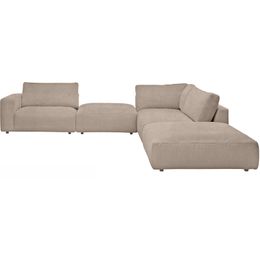 Ecksofa Musterring "LUCIA L-Form", beige (bisquit puro), B:340cm H:81cm T:346cm, Flachgewebe FLORIS (100% Polyester);Flachgewebe VALMONT (60% Baumwolle/ 40% Leinen);Microfaser CRONA (100% Polyester), Sofas, Ecksofa, in vielen Qualit&auml;ten und 4 verschieden N&auml;hten
