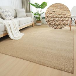 OTTO home Teppich &raquo;Lilia&laquo; rechteckig 5 mm H&ouml;he Sisal-Optik, uni, waschbar, Wohnzimmer, Schlafzimmer, Esszimmer gold Kunstfaser
