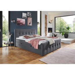 Home Affaire Boxbett &raquo;Tessaja, inkl. Bettkasten, in der Breite 180x200cm erh&auml;ltlich&laquo; Kopf- und Fu&szlig;teil gesteppt, inkl. Anti-Slip-Topper Stoffbezug 