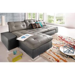 Sit & More sit&more Ecksofa &raquo;Palomino L-Form&laquo; wahlweise XL oder XXL und mit Bettfunktion grau Kunstleder SOFTLUX /Struktur (100% Polyester);Kunstleder SOFTLUX /