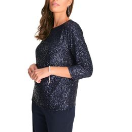 HERMANN LANGE Collection Damen HERMANN LANGE Collection Paillettenshirt im kurzen Schnitt blau 38