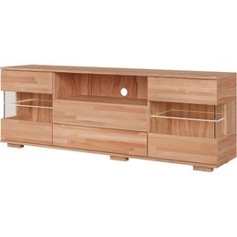 OTTO home Sideboard &raquo;VETRO Teilmassiv, Fronten Massivholz, Wohnzimmer, Stauraum,Griffmulde&laquo; B/T/H:180/40/63cm, 2Schubladen, 4 geschlossene & 2 offene 