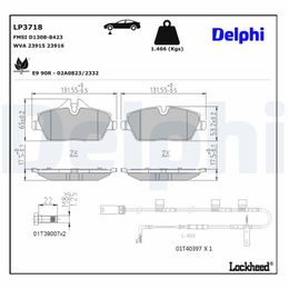 DELPHI Bremsbelagsatz, Scheibenbremse LP3718 vorne rechts links mit Zubeh&ouml;r f&uuml;r MINI BMW 34116772892 34118867474 34116860016
