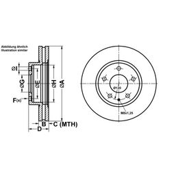 ATE Bremsscheibe 24.0125-0214.1 vorne rechts links bel&uuml;ftet 280mm f&uuml;r MAZDA B45A-33-251A BJS7-33-251A