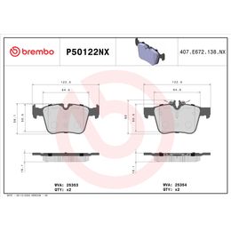 Brembo Bremsbelagsatz, Scheibenbremse P50122NX hinten rechts links ohne Zubeh&ouml;r f&uuml;r MERCEDES-BENZ 0004203602 A0084201420 0004208603