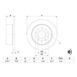 Bosch Bremsscheibe 0 986 479 C10 hinten rechts links voll 280mm f&uuml;r PEUGEOT FIAT CITRO&Euml;N 4249A1 51740245 4249K7
