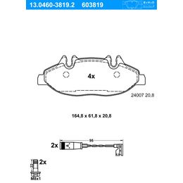 ATE Bremsbelagsatz, Scheibenbremse 13.0460-3819.2 vorne rechts links f&uuml;r MERCEDES-BENZ A0004216110 0004216110 0014210910