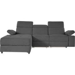 Home Affaire Ecksofa &raquo;Kilado, L-Form,&laquo; mit Relaxfunktion, verstellbarer Armlehne, Kopfteilverstellung grau Struktur fein (95% Polyester 5%Nylon)