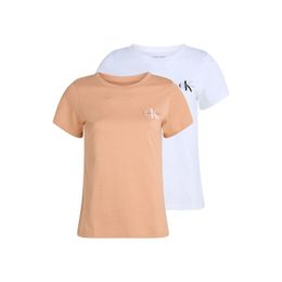 Calvin Klein Jeans Damen T-Shirt &raquo;2-PACK MONOLOGO SLIM TEE&laquo; Packung, 2er-Pack, mit Logodruck wei&szlig; XL (42)