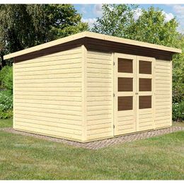 Karibu Gartenhaus &raquo;Stockach 5&laquo; naturbelassen oder terragrau beige Holzwerkstoff