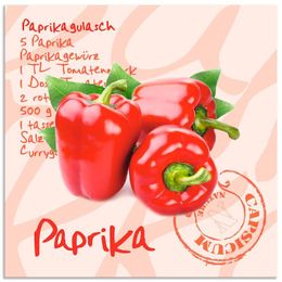 Artland Alu-Dibond-Druck &raquo;Paprika liegt auf wei&szlig;en Untergrund&laquo; Lebensmittel 1 Stk. tlg. f&uuml;r Innen- und Au&szlig;enbereich geeignet, Outdoorbild rot