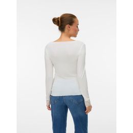 V&eacute;ro Moda Vero Moda Damen Langarmshirt &raquo;VMSKYE LS V-NECK LACE TOP JRS NOOS&laquo; wei&szlig; L
