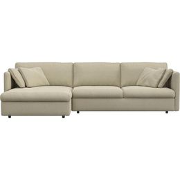 FLEXLUX Ecksofa &raquo;Lovane&laquo; Weich & anschmiegsam, gro&szlig;e Sitztiefe auf Kaltschaum, Dekokissen inkl. beige 100% Polyester