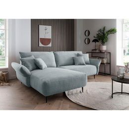Home Affaire Ecksofa &raquo;Amarena L-Form&laquo; inklusive Armlehnenverstellfunktion, 4x Zierkissen gratis blau 100% Polyester