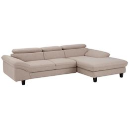 Home Affaire Ecksofa &raquo;Pilot L-Form&laquo; mit Kopfteilverstellung, wahlweise mit Bettfunktion & Bettkasten beige 100% Polyester, Feinstruktur 75000 