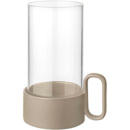 Blomus Kerzenhalter &raquo;Windlicht YURAGI&laquo; aus Steingut und Glas, H&ouml;he ca. 21 cm beige Glas, Steingut