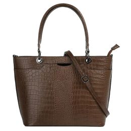 CLUTY Damen Henkeltasche echt Leder, Made in Italy braun