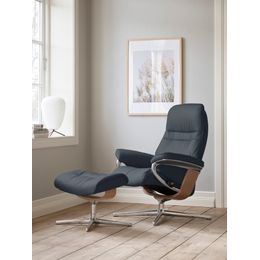Fu&szlig;hocker stressless "Sunrise", beige (cream batick), B:57cm H:42cm T:40cm, Leder BATICK: BATICK ist ein leicht korrigiertes, durchgef&auml;rbtes und genarbtes M&ouml;belleder, bei dem die meisten Unebenheiten und Spuren in der Regel entfernt wurden., Hocker, Fu&szlig;hocker, mit Cross Base, Gr&ouml;&szlig;e S, M & L, Holzakzent Eiche