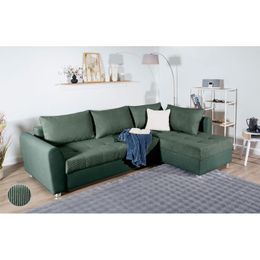 Collection AB Ecksofa &raquo;JANA XL-Sofa L-Form&laquo; inkl. Bettfunktion, Bettkasten und Bonnelfederkern gr&uuml;n 100%Polyester