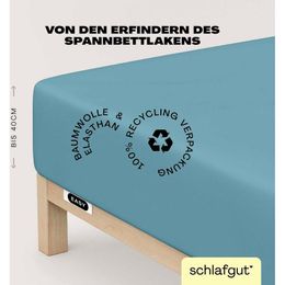 Schlafgut Spannbettlaken &raquo;EASY Jersey Elasthan Boxspring&laquo; MADE IN GREEN by OEKO-TEX blau Jersey, Obermaterial: 95% Baumwolle, 5% Elasthan