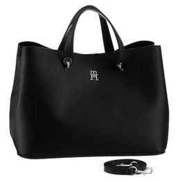 Tommy Hilfiger Damen Henkeltasche &raquo;TH EMBLEM SATCHEL&laquo; mit TH-Emblem vorne schwarz