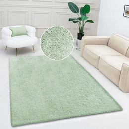 OTTO home Teppich &raquo;Desner, Hochflor Teppiche&laquo; rechteckig 35 mm H&ouml;he Mikrofaser, weich, flauschig, Wohnzimmer, Schlafzimmer, Kinderzimmer gr&uuml;n 