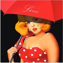 Artland Wandbild &raquo;Pin-Up Girl unter rotem Regenschirm&laquo; Frau 1 Stk. tlg. als Alubild, Leinwandbild in verschied. Gr&ouml;&szlig;en rot