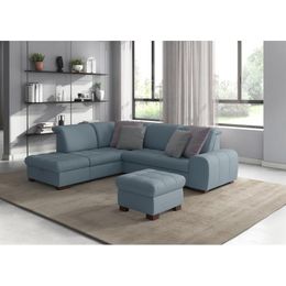 Sit & More sit&more Ecksofa &raquo;Luxor L-Form&laquo; wahlweise mit Bettfunktion, Stauraum und Kopfteilverstellung blau Luxus-Microfaser ALTARA NUBUCK (100% Polyester);Soft