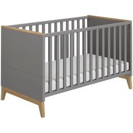 Paidi Babybett &raquo;STIENE 70x140cm in Beige oder Grau, umbaubares Bett mit Massivholz&laquo; Gitterbett 4-fach h&ouml;henverstellbar, entnehmbare Sprossen, 