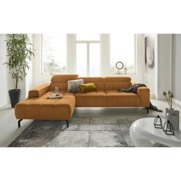 DOMO collection Ecksofa &raquo;Cunelli tolle Sitzn&auml;hte als Designelement, fester Sitzkomfort, L-Form&laquo; wahlweise mit 6-fach verstellbarer Kopfteilverstellung