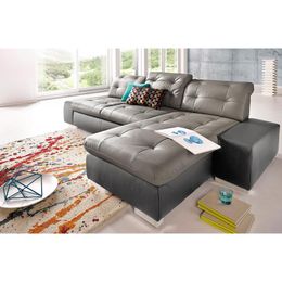 Sit & More sit&more Ecksofa &raquo;Palomino L-Form&laquo; wahlweise XL oder XXL und mit Bettfunktion grau Kunstleder SOFTLUX /Struktur (100% Polyester);Kunstleder SOFTLUX /