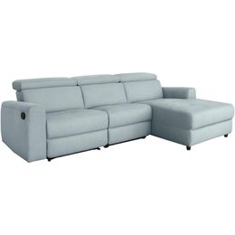 Home Affaire Ecksofa &raquo;Sentrano, L-Form,&laquo; 275 cm, man. o. elektr. Relaxfunktion und USB/Kopfverstellung blau NaturLEDER /Kunstleder (Das Leder hat eine