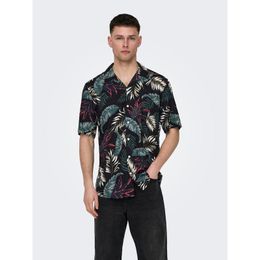 Only & Sons Only & Sons Herren ONLY & SONS Hawaiihemd &raquo;ONSWAYNE LIFE AOP SS VISCOSE SHIRT NOOS&laquo; schwarz S, N-Gr