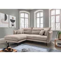 Home Affaire Ecksofa &raquo;Lazio modernes Design, bequem, schmale Armlehnen, OTTOs Choice&laquo; zwei verschiedene Fu&szlig;farben w&auml;hlbar beige 100% Polyester