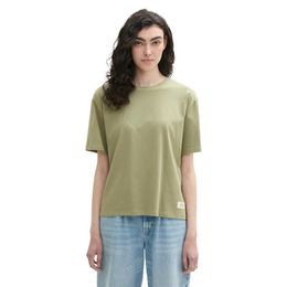 Tom Tailor Denim Damen Tom Tailor Denim T-Shirt &raquo;Boxy&laquo; aus reiner Baumwolle gr&uuml;n XS (34)