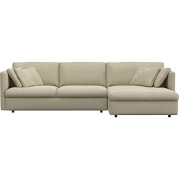 FLEXLUX Ecksofa &raquo;Lovane&laquo; Weich & anschmiegsam, gro&szlig;e Sitztiefe auf Kaltschaum, Dekokissen inkl. beige 100% Polyester
