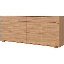 OTTO home Sideboard &raquo;VETRO Teilmassiv, Fronten Massivholz, Wohnzimmer, Stauraum,Griffmulde&laquo; B/T/H:199/40/85cm, 4Schubladen, 8 geschlossen F&auml;cher, 