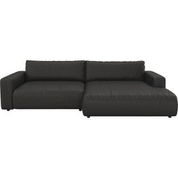 Musterring Ecksofa &raquo;LUCIA L-Form&laquo; schwarz Flachgewebe VALMONT (60% Baumwolle/40% Leinen);Leder PURO, pigmentiertes Leder;Microfaser CRONA (100% Polyester);