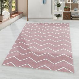 Ayyildiz Teppiche Teppich &raquo;RIO 4602&laquo; rechteckig 8 mm H&ouml;he Pflegeleicht / Strapazierf&auml;hig / Trend Colors/ Wohnzimmer rosa Polypropylen (PP)