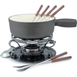 SWISSMAR Fondue &raquo;Lugano&laquo; Gusseisen, 9-teilig, inkl. 6 Fonduegabeln schwarz