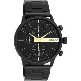 Oozoo Herren Oozoo Quarzuhr Armbanduhr, Herrenuhr, Edelstahlarmband, Chrono-Look schwarz