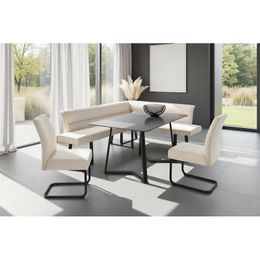 OTTO home Eckbankgruppe &raquo;(Set, 4-tlg. Tisch, Bank und 2 St&uuml;hle), Taschenfederkern&laquo; Tisch (140x90cm) schwarz, Bank und St&uuml;hle anthrazit oder beige
